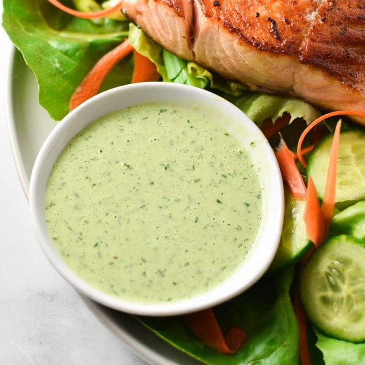 Creamy Basil Dressing - The Dizzy Cook