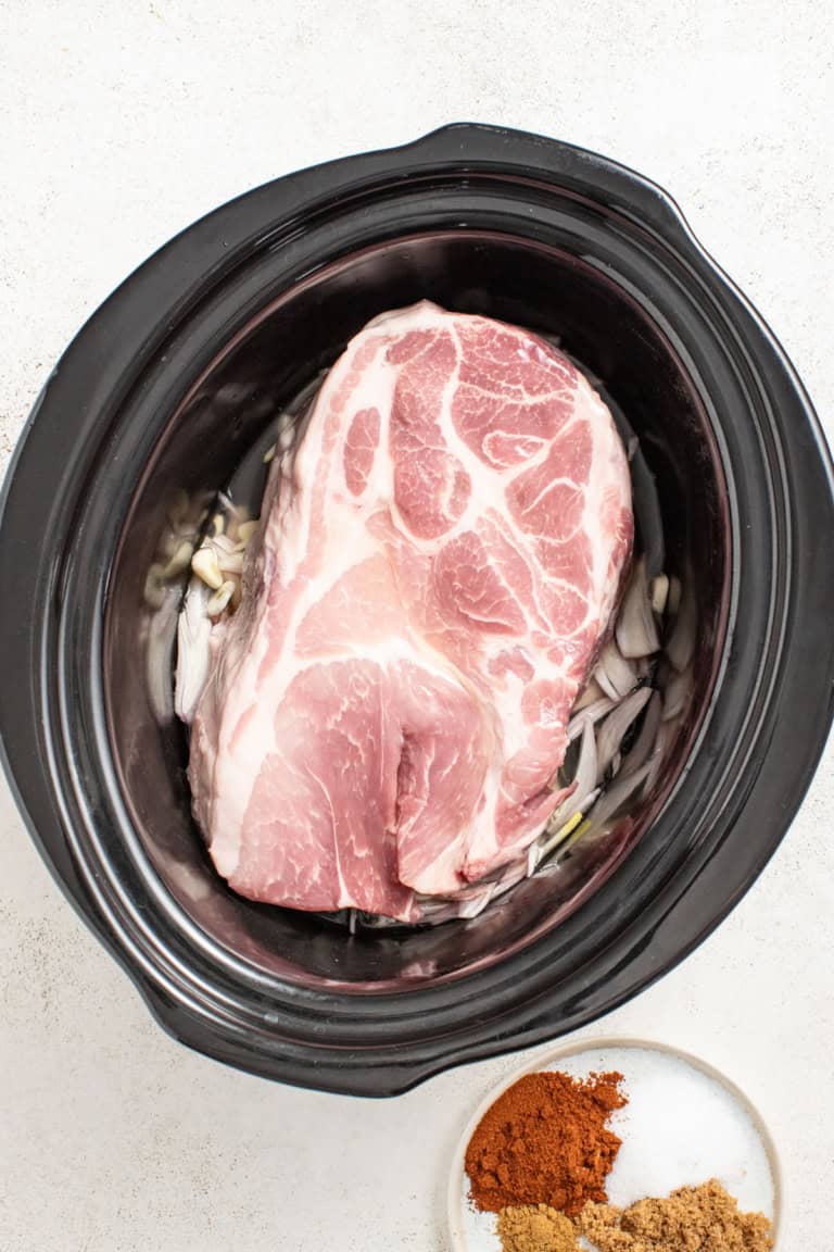 Slow Cooker Pork Shoulder (Crockpot Pulled Pork) - The Dizzy Cook