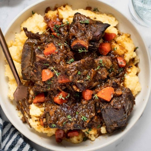 Oven Short Ribs and Creamy Polenta (No Wine) - The Dizzy Cook