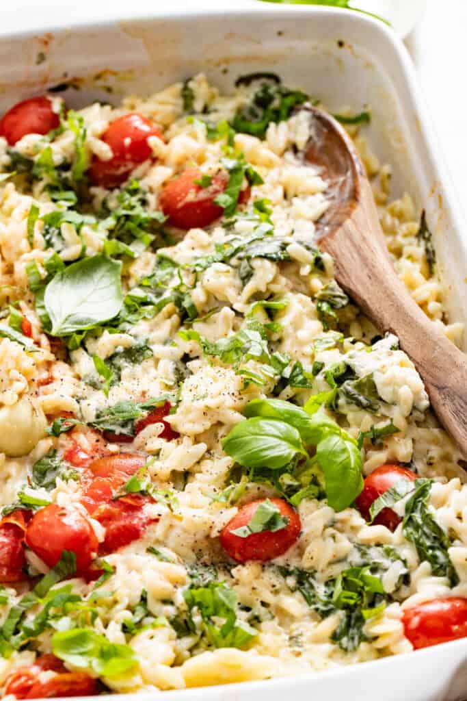 Boursin Orzo Bake - The Dizzy Cook